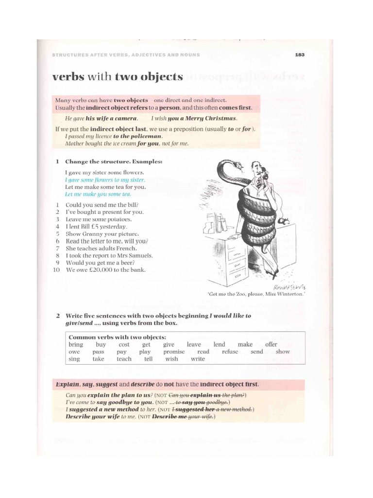 HEW TEST Verbs With Two Objects 183 | PDF