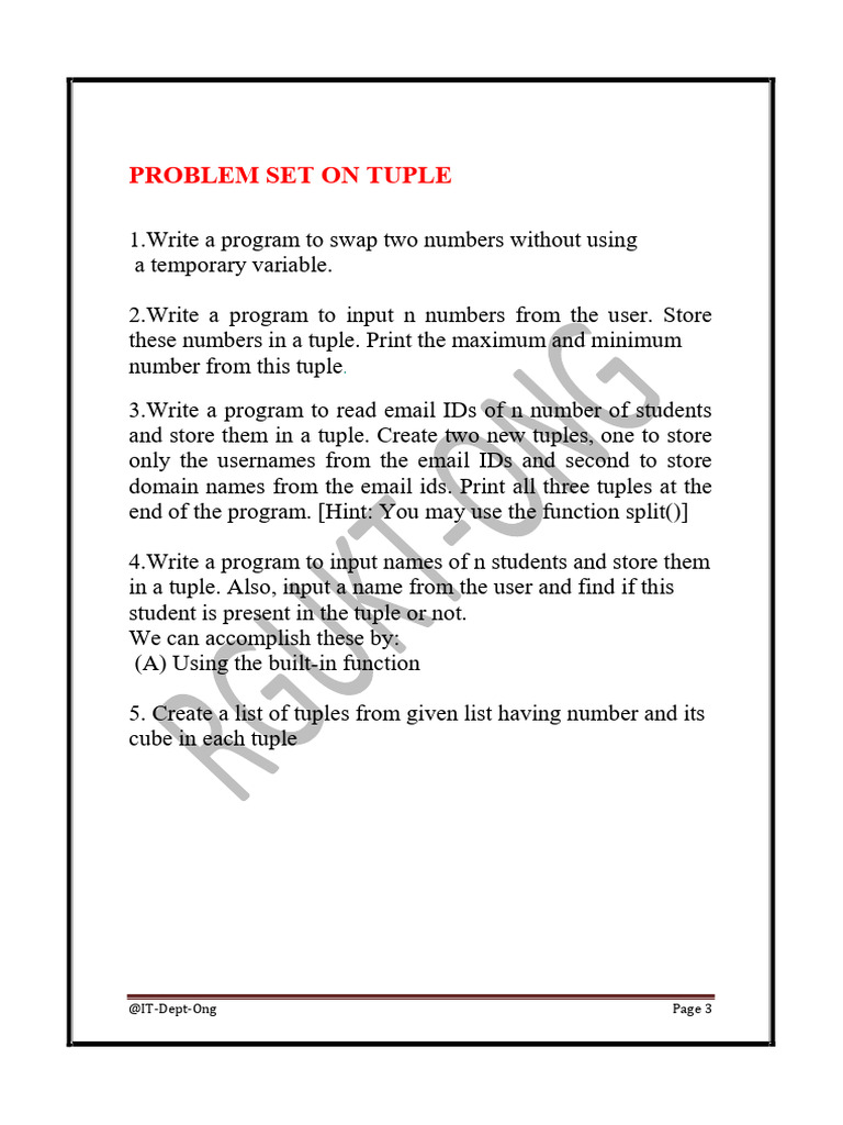 ProblemSetOn_Tuple | PDF