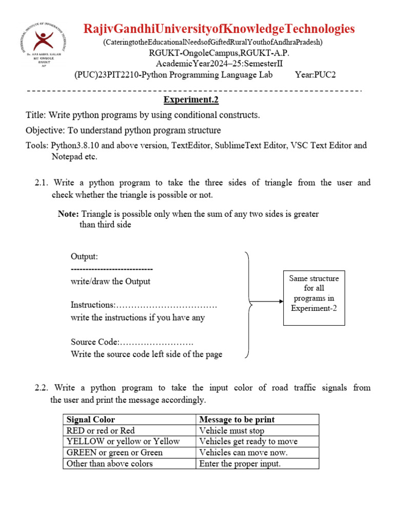 Python Programming Lab Exercises | PDF | Python (Programming Language ...