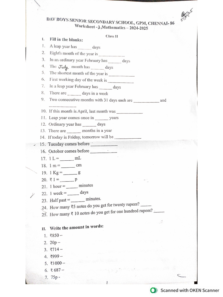 Maths Worksheet Pt3 | PDF