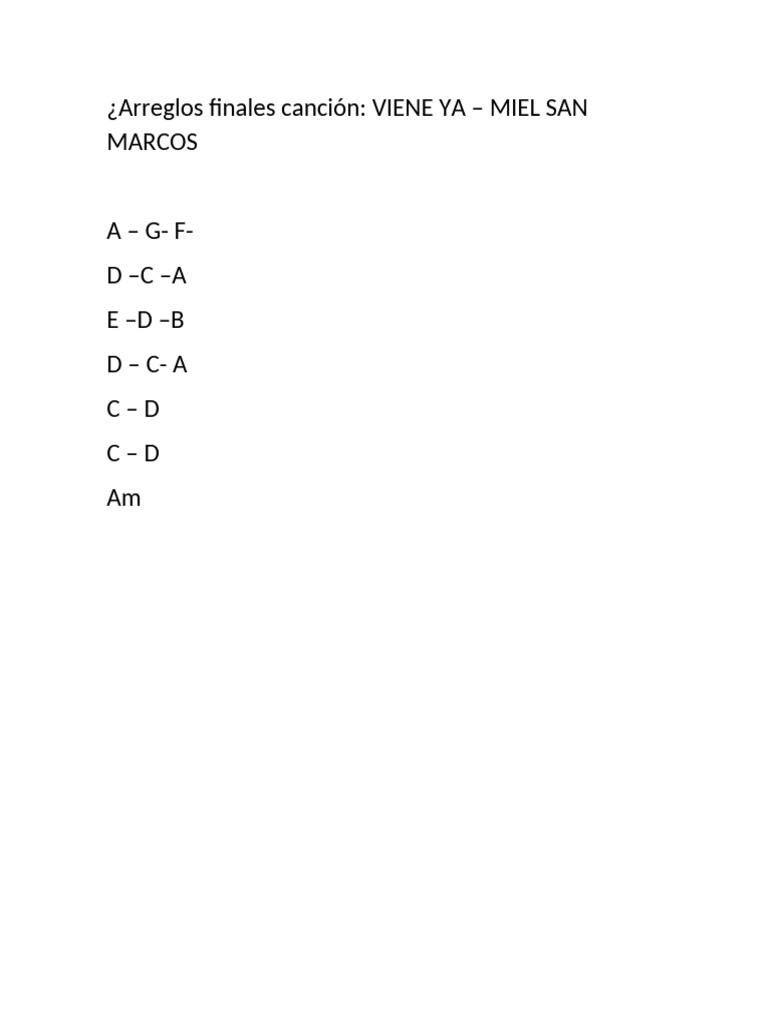 Arreglos Finales Viene Ya | PDF