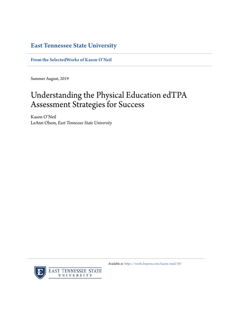 2019 - Understanding The Physical Education edTPA Assessment Strategies ...