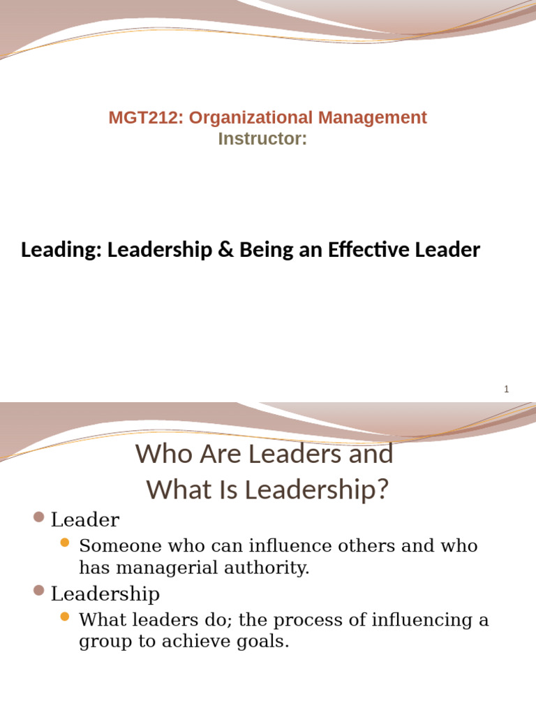 Topic 12 Leadership & Being An Effective Leader | PDF | Power (Social ...