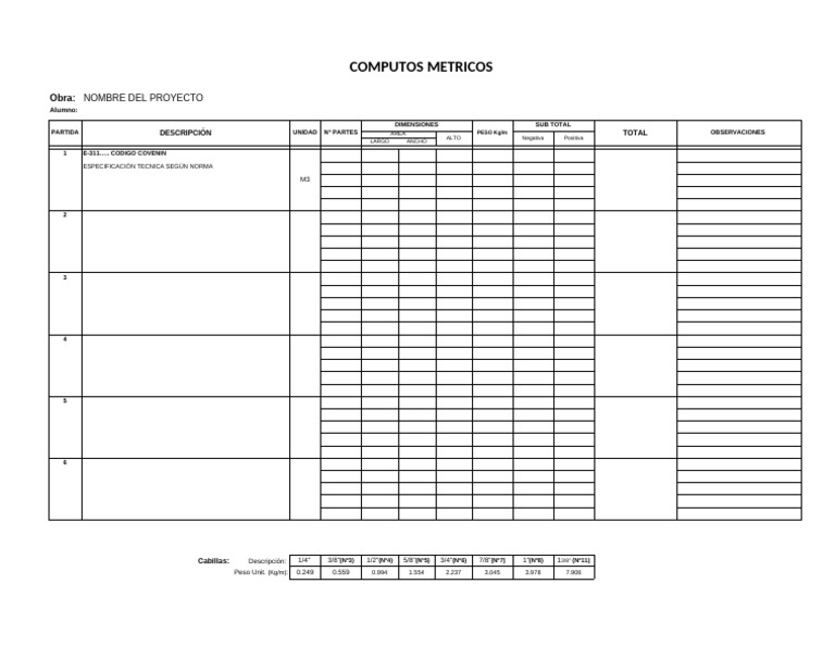 Planilla para Computos Marz | PDF