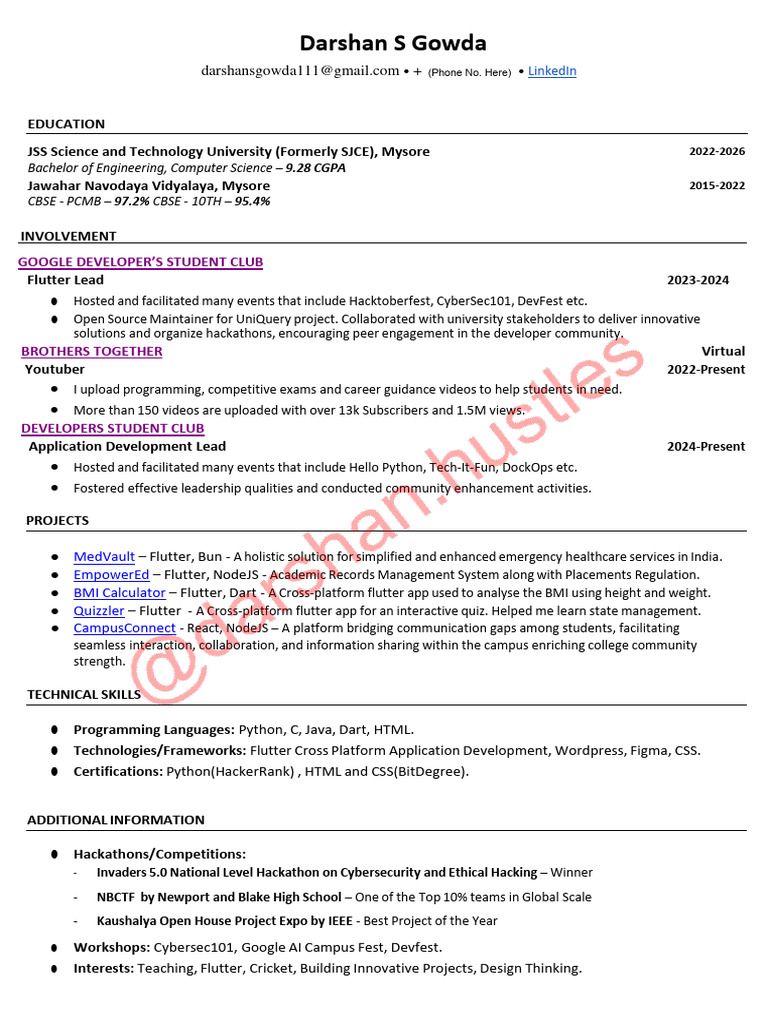 Darshan_Resume _1_ | PDF | Cross Platform Software | Computing