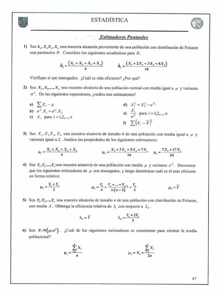 ESTIMACION PUNTUAL EJERCICIOS ADICIONALES | PDF
