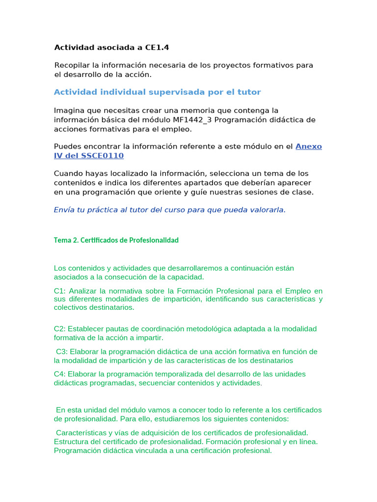 Programación Didáctica para Certificados | PDF