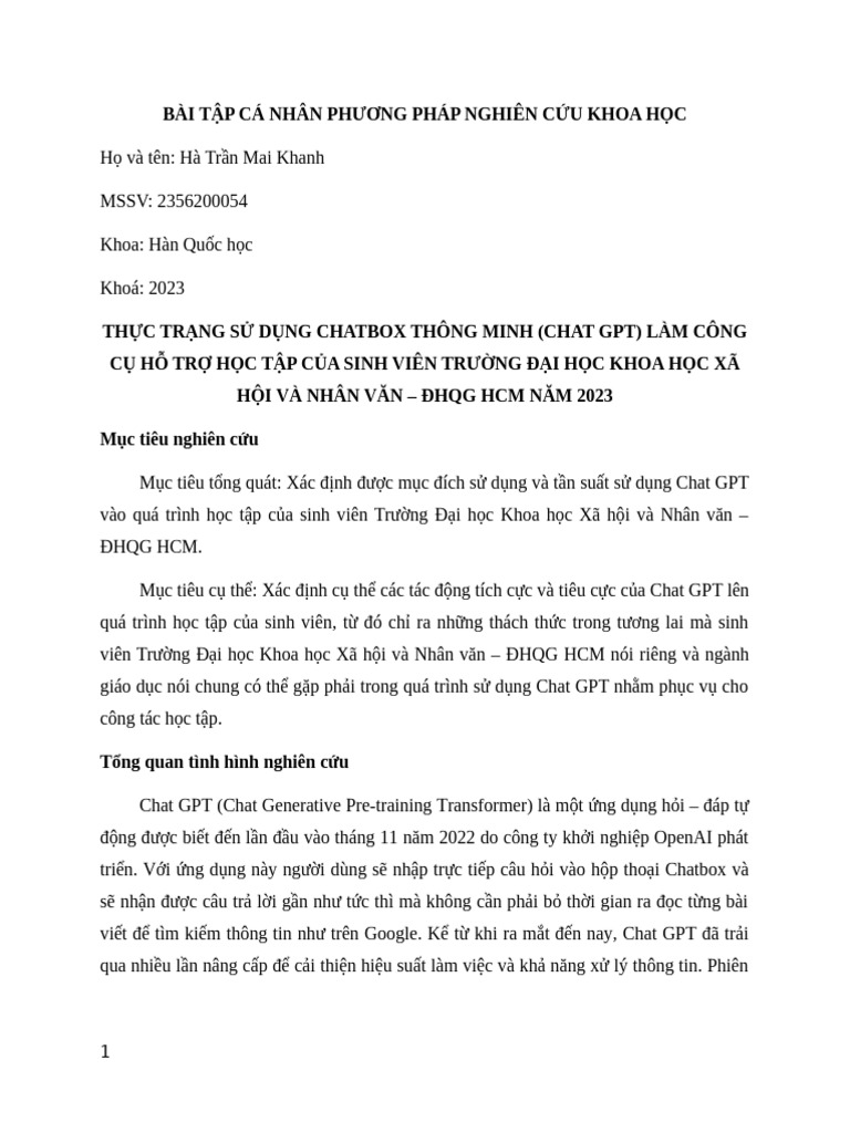 Bai Tap Ca Nhan Phuong Phap Nghien Cuu Khoa Hoc | PDF