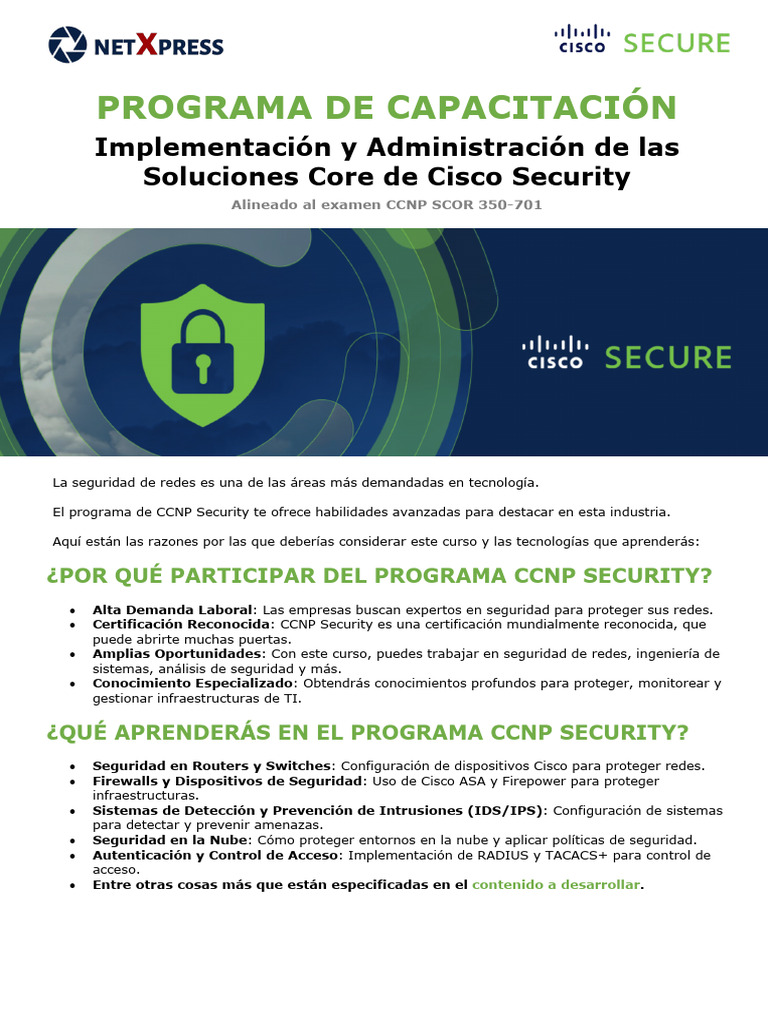 Capacitación CCNP Security: SCOR 350-701 | PDF | Seguridad | La ...