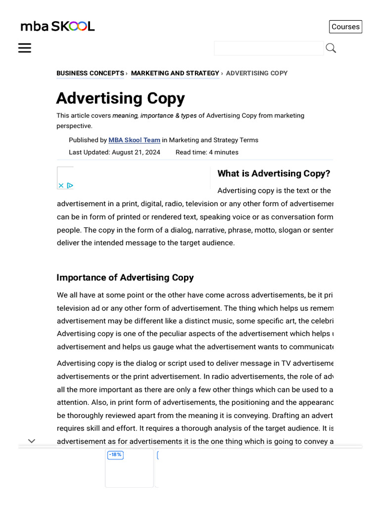 Advertising Copy - Meaning, Importance & Types - Marketing Overview ...