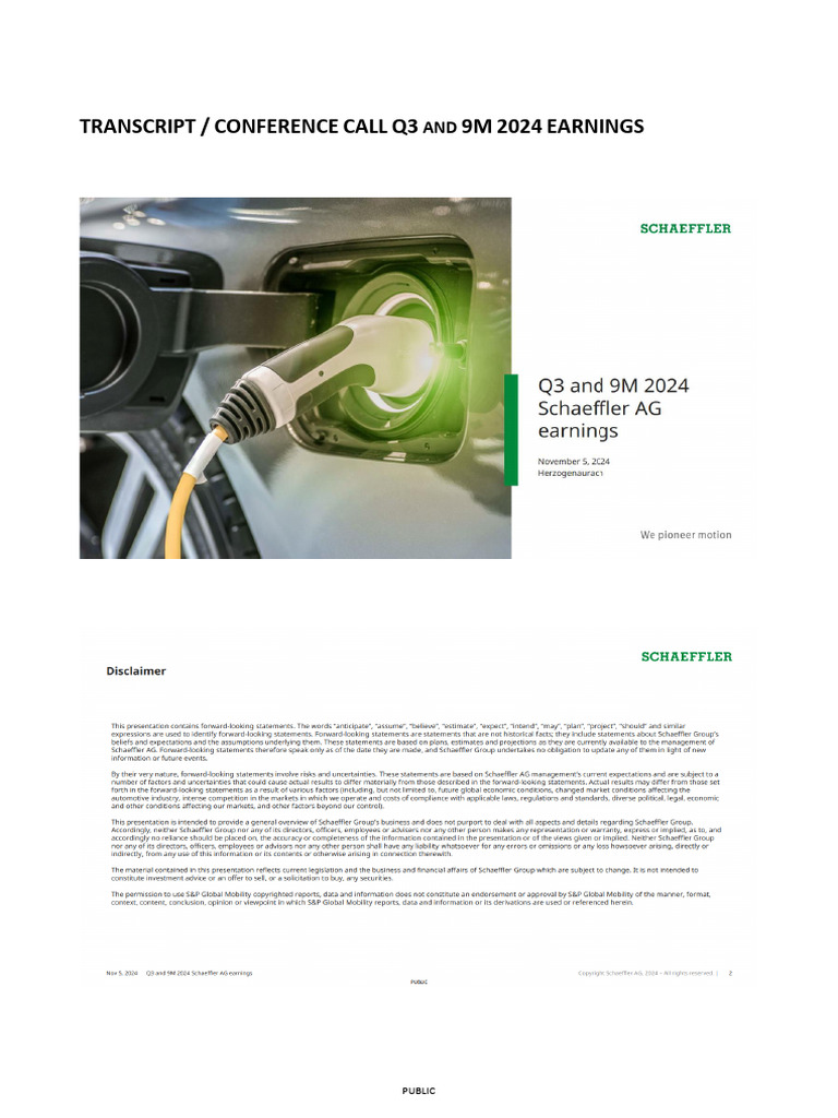 2024 q3 Schaeffler Conference Call Presentation Transcript | PDF | Dividend | Mergers And ...