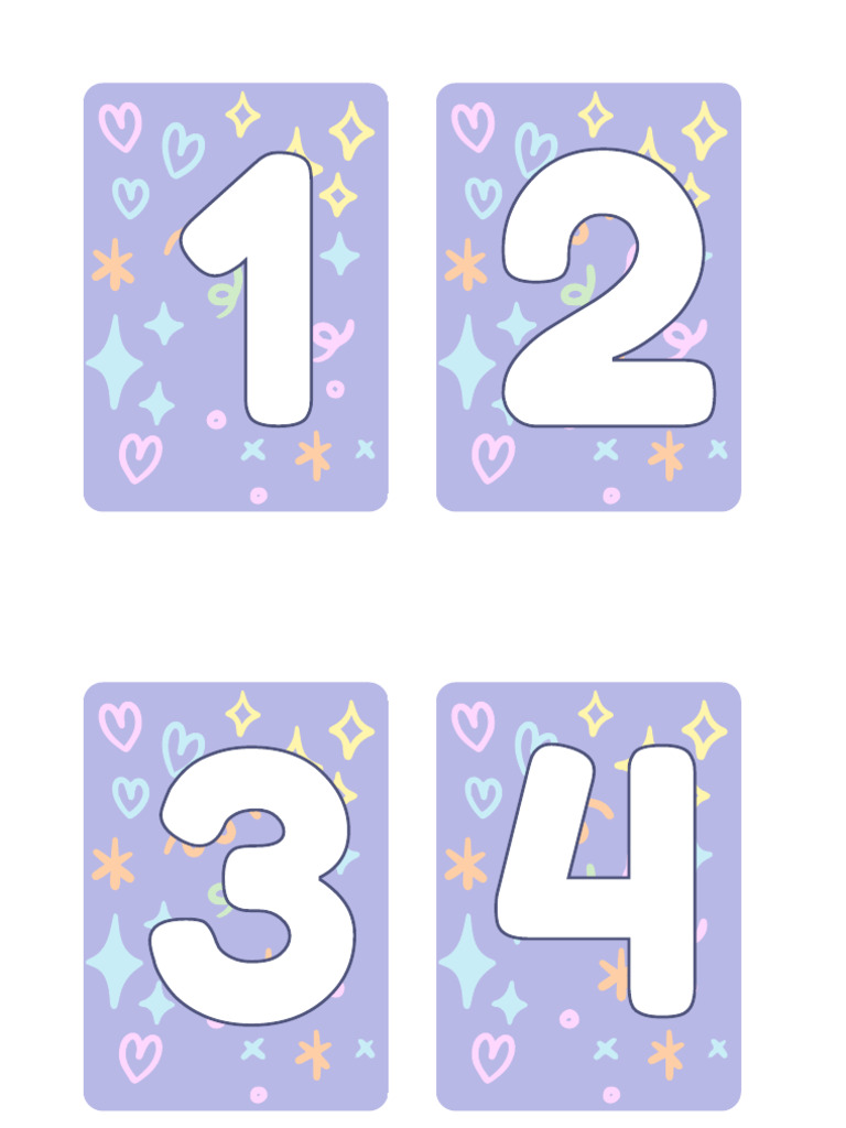 Colorful Illustrative Pastel Colors Numbers Tarjetas Educativas Recurso ...