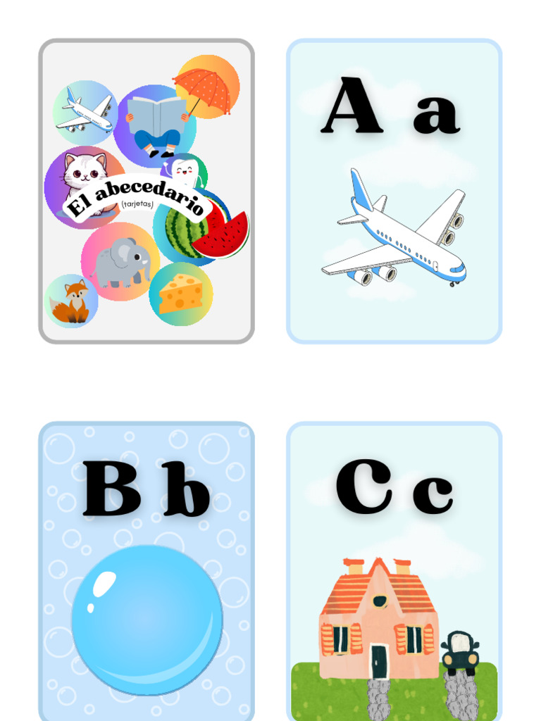 Tarjetas Educativas Del Abecedario Con Imágenes a Color (1) | PDF