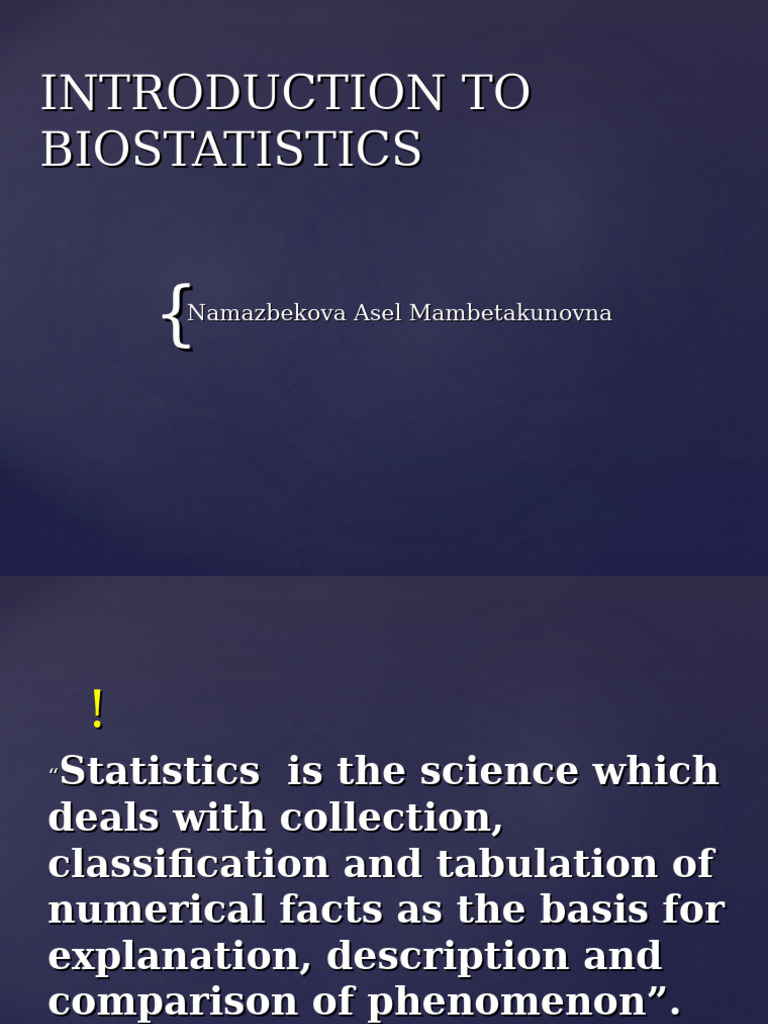 Introductoin To Biostatistics (1st and 2nd Lec) | PDF | Statistics | Scientific Method