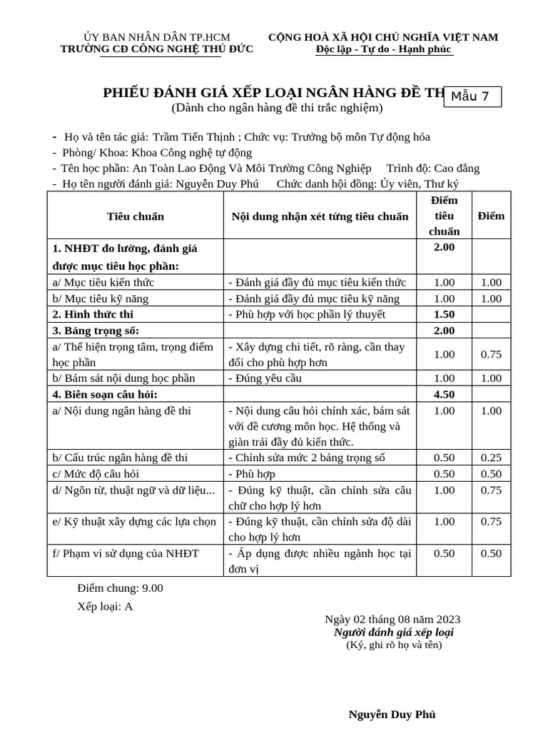 Mau 07 Phieu Danh Gia Nhdt Tracnghiem Phu Pdf