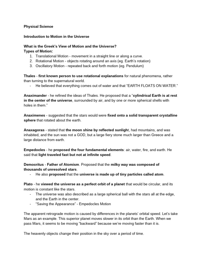 Physical Science Reviewer | PDF | Heliocentrism | Universe