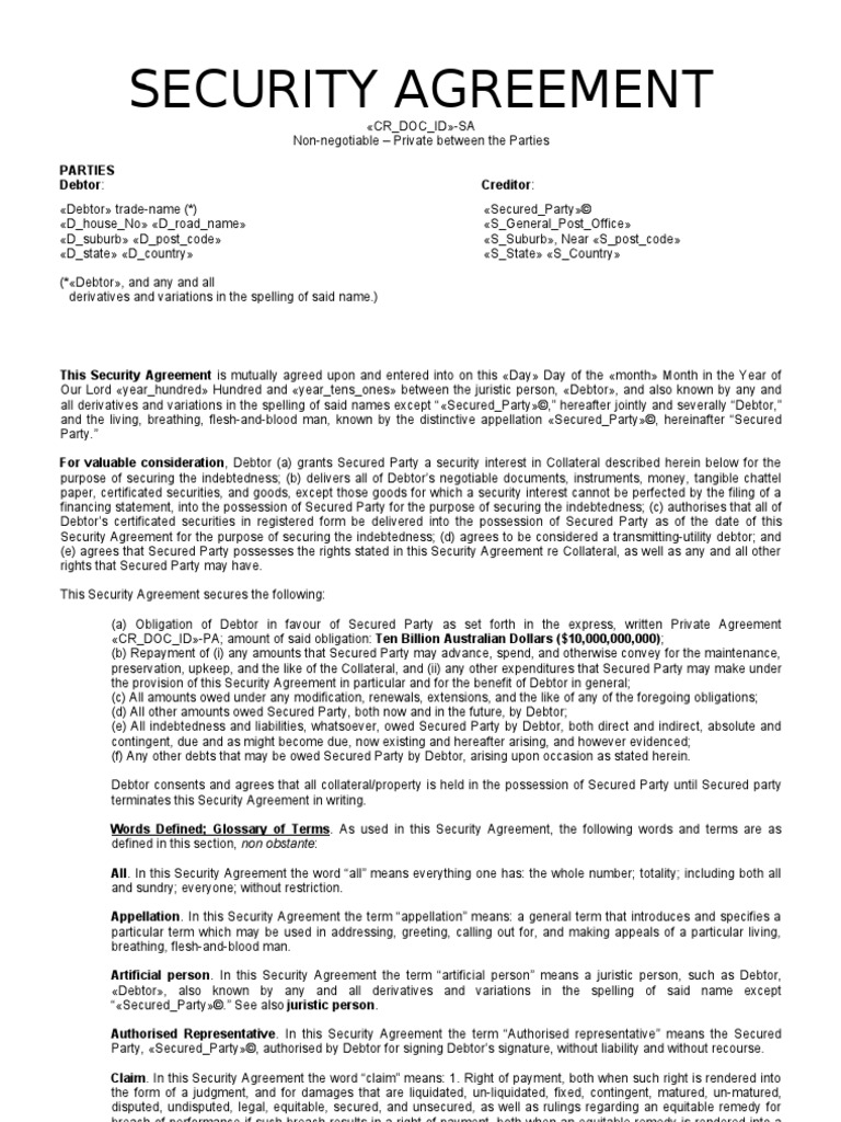 Security Agreement Sample | Download Free PDF | Security Interest ...