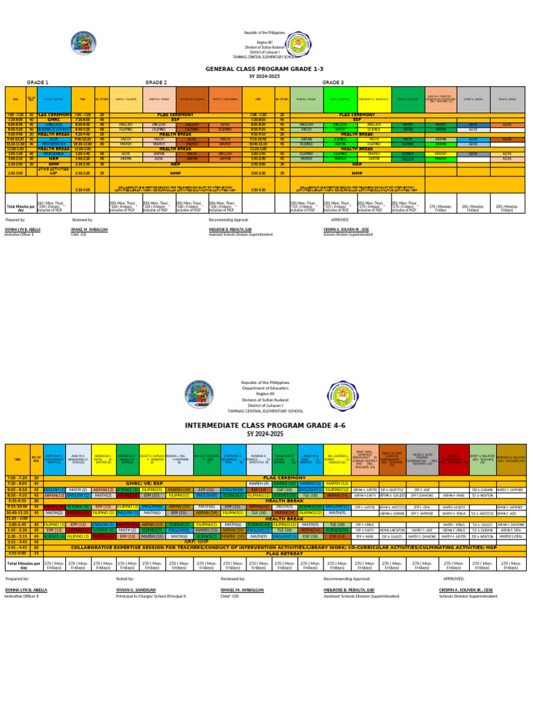 General Class Program 2024 25 Matatag 1 | PDF | Philippines | Asia