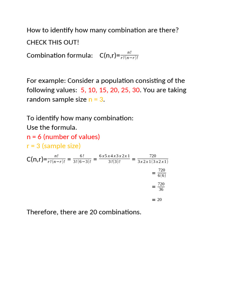 How To Identify How Many Combination Are There. | PDF