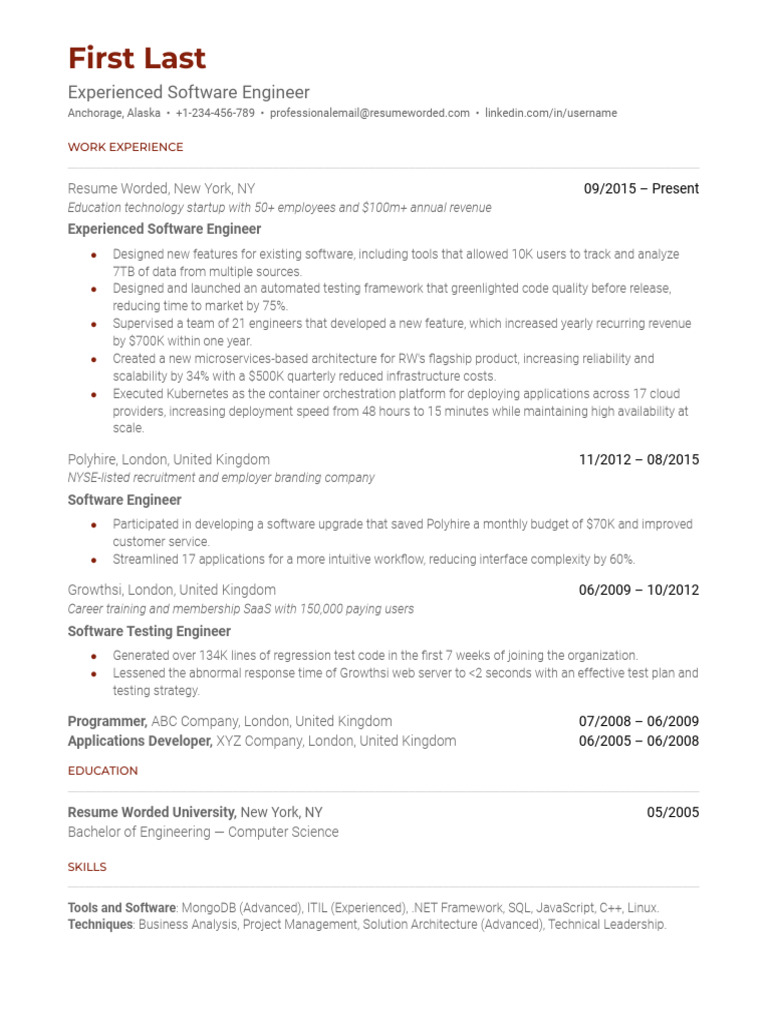 Experienced-Software-Engineer - Template 16 | PDF | Software | Cloud ...
