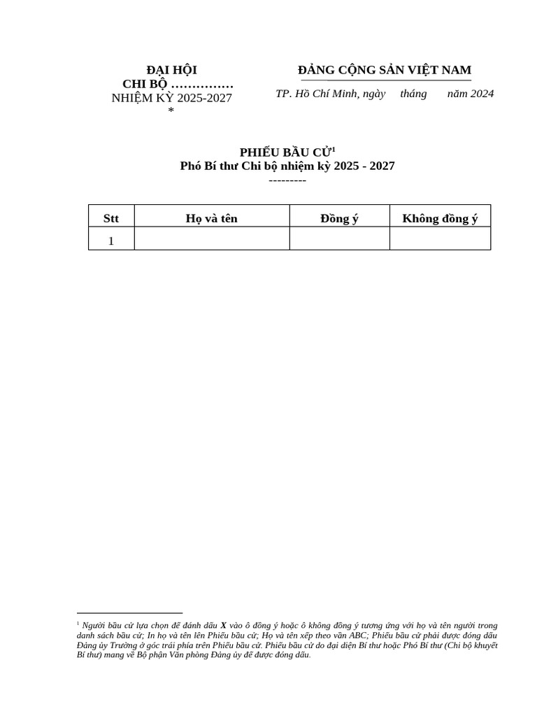 6.6. Phieu Bau Tin Nhiem Pho Bi Thu | PDF