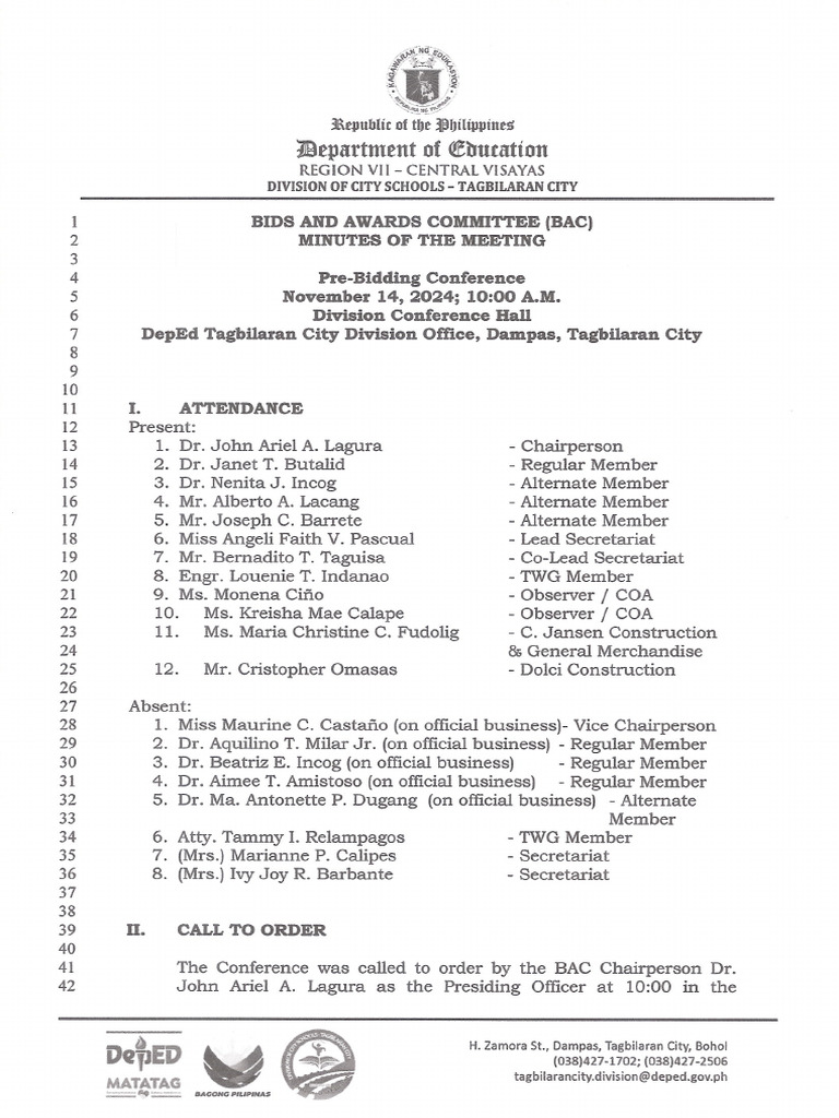 BAC Minutes of The Meeting 11.14.2024 | PDF