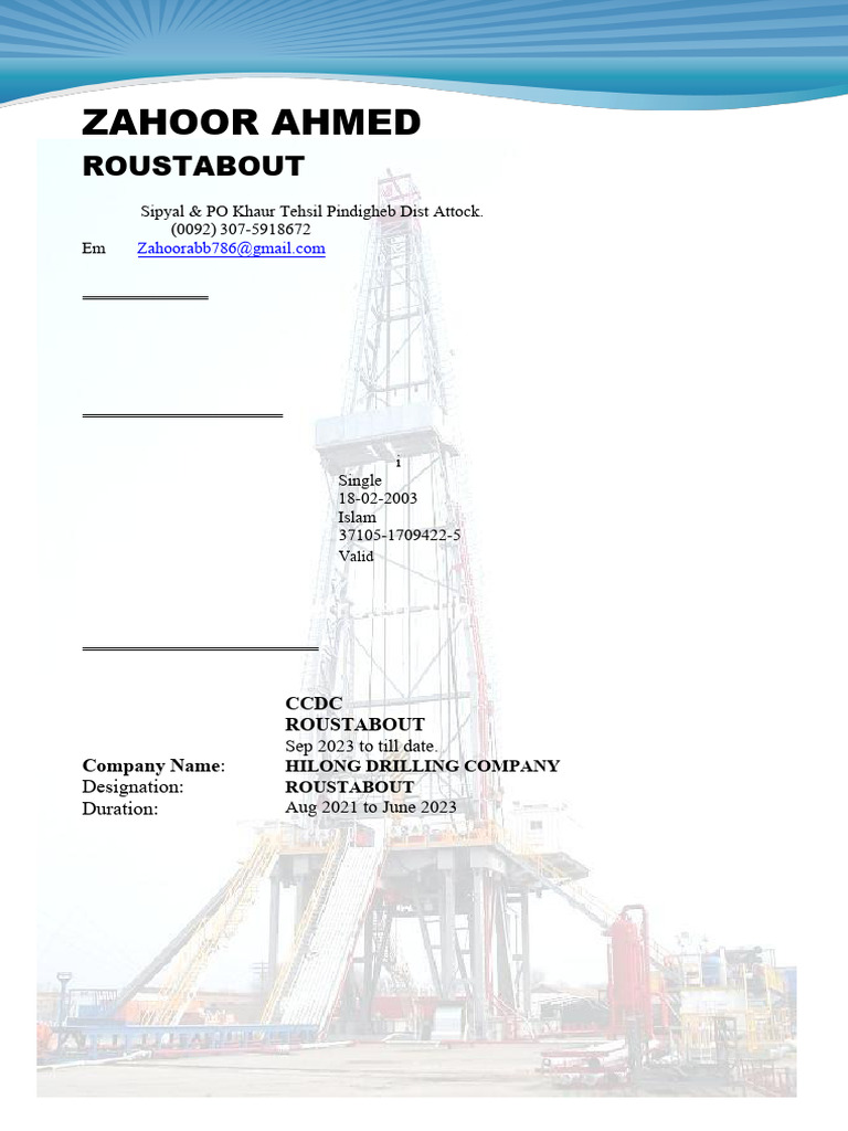 Roustabout CV for Hilong Drilling | PDF