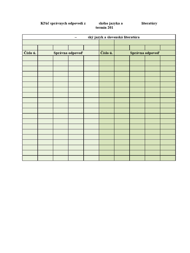 Kluc T9-2018 SJSL | PDF
