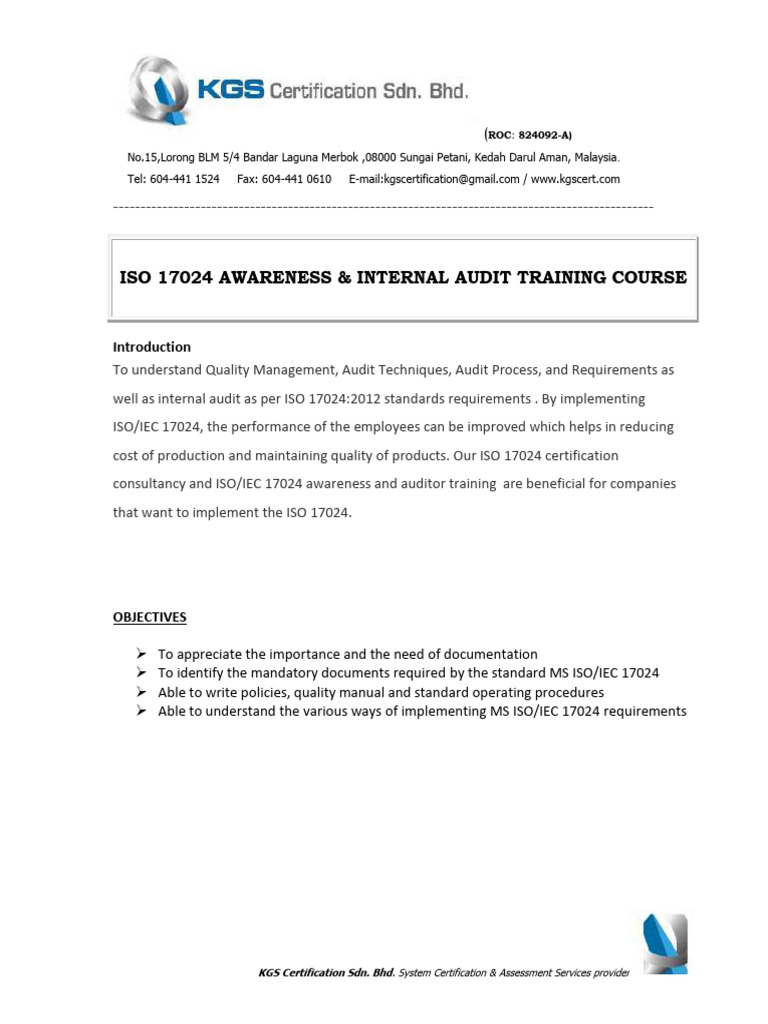 ISO 17024 Training & Audit Course | PDF | Audit | Internal Audit