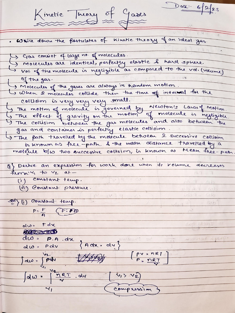 Kinetic Theory of Gases Notes | PDF