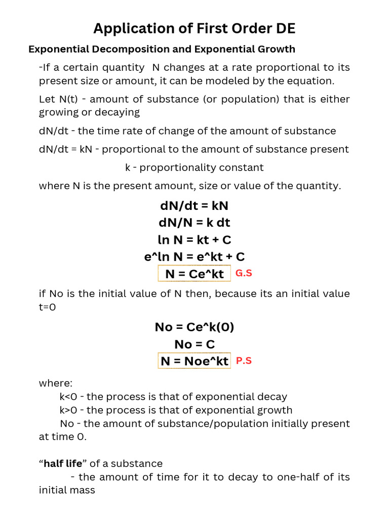 Application of First Order DE | PDF | Applied And Interdisciplinary ...