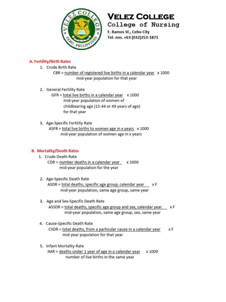 Formulas in Epidemiology With Demography | PDF | Mortality Rate ...