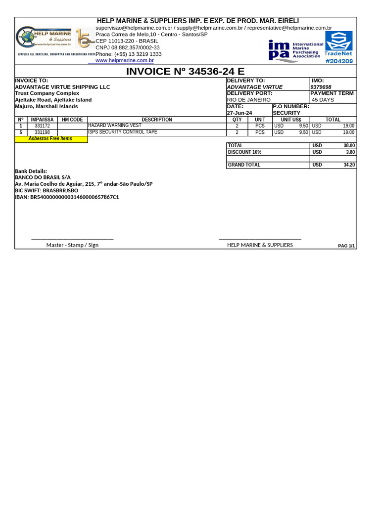 Invoice 34536-24 e - Security - Atilio | PDF