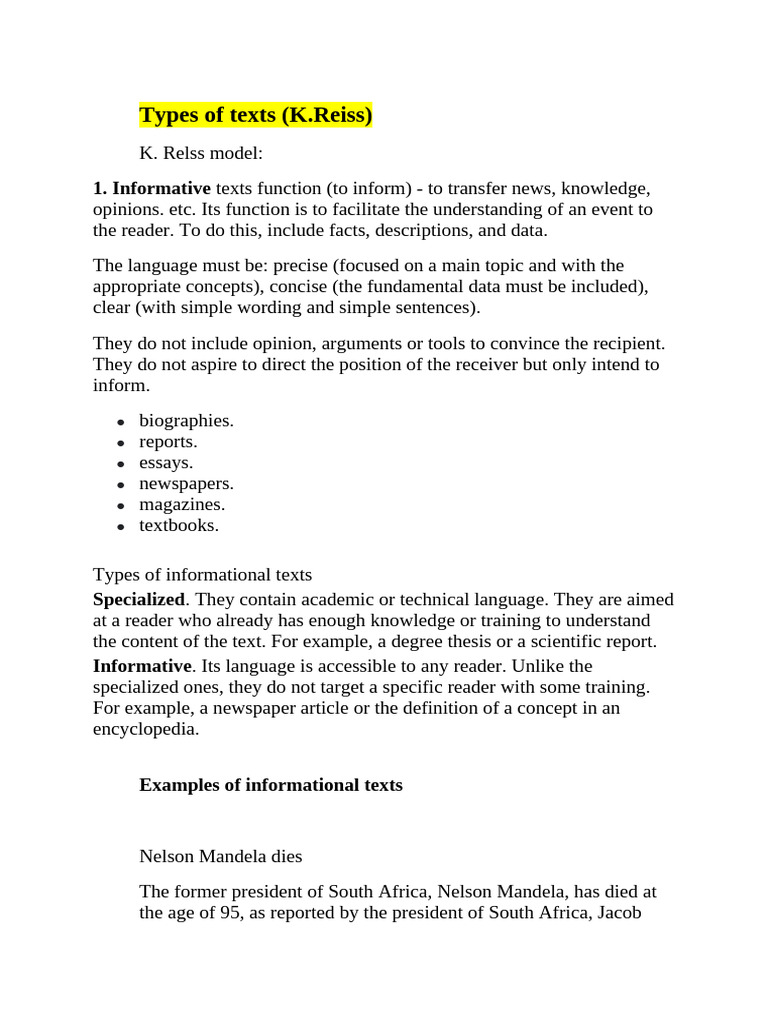 Understanding Text Types by K. Reiss | PDF | Translations | Word