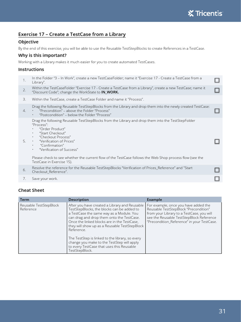Exercise 17 - Create A TestCase From A Library | PDF | Computing ...