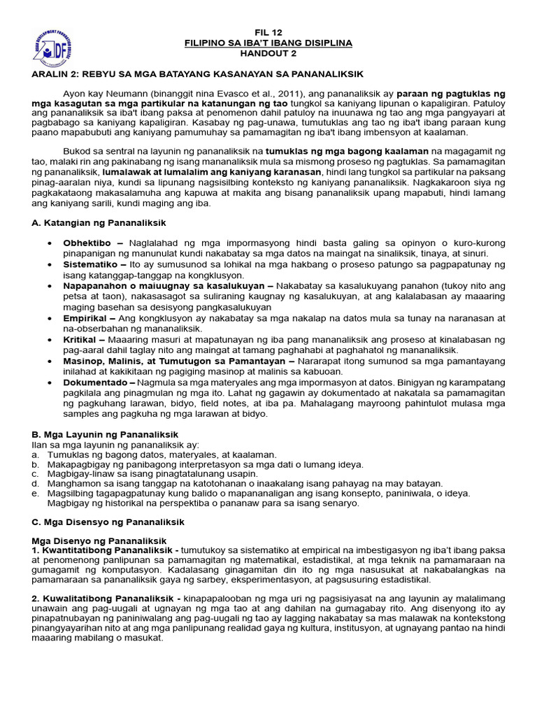 Fil 12 - Handout 2 | PDF