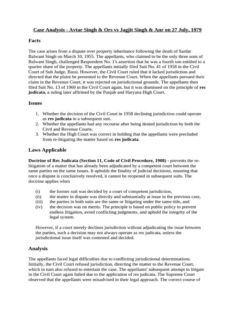 Case Analysis | PDF | Lawsuit | Res Judicata