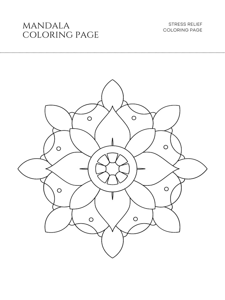 Minimalist Mandala Coloring Page Worksheet | PDF
