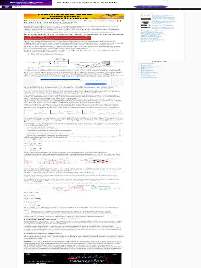Davisson and Germer Experiment - 1927 Setup and Matter Waves | PDF ...