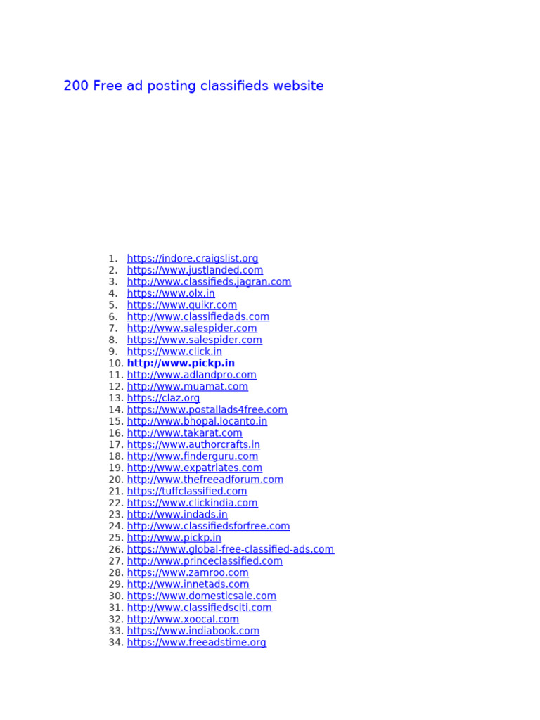 200 Free Classified Ad Posting Sites | PDF