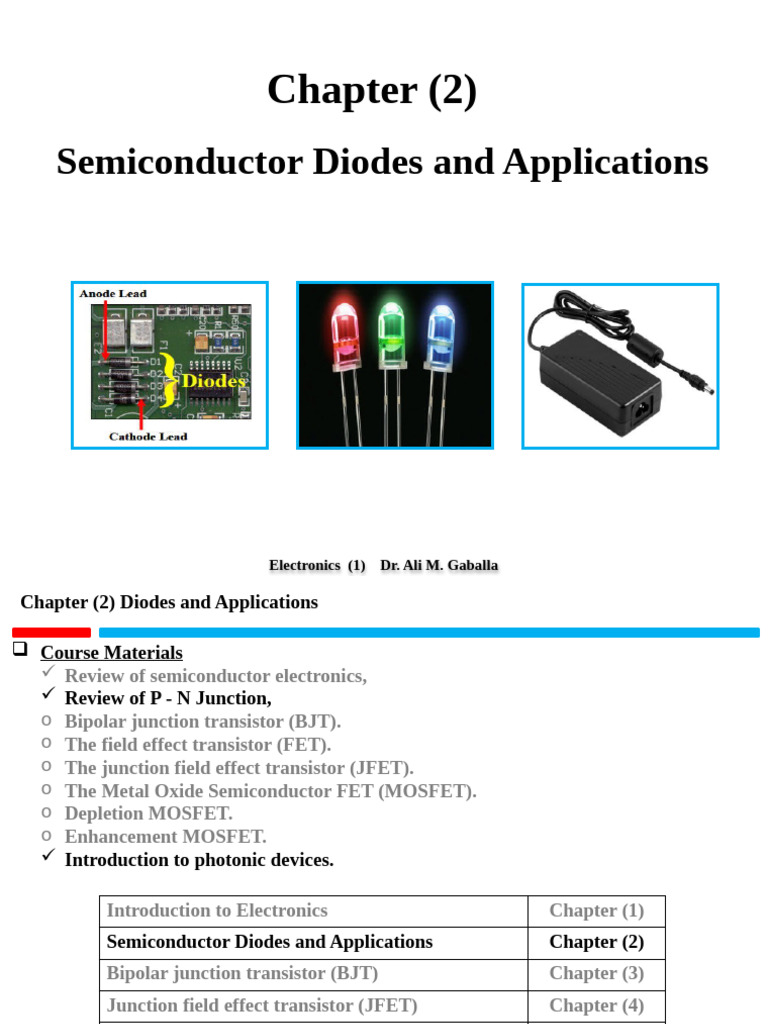 Chapter (2) Semiconductor Diodes and Applications | PDF | P–N Junction ...