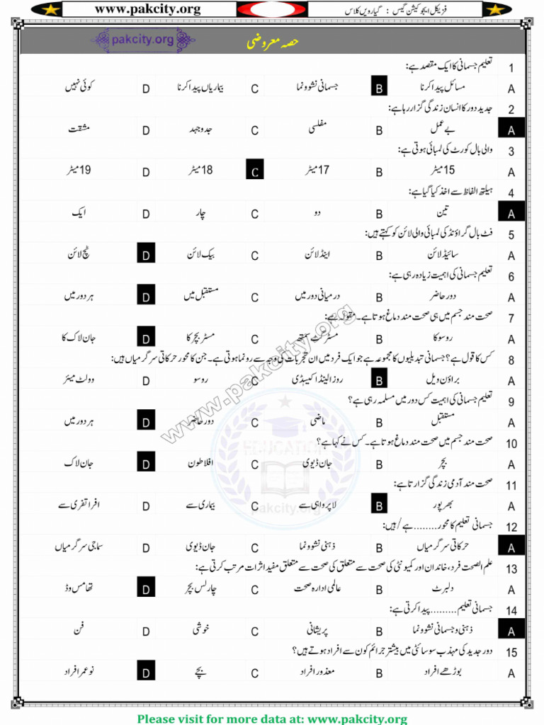 11th Physical Education V.imp Guess 2025 With Ans | PDF