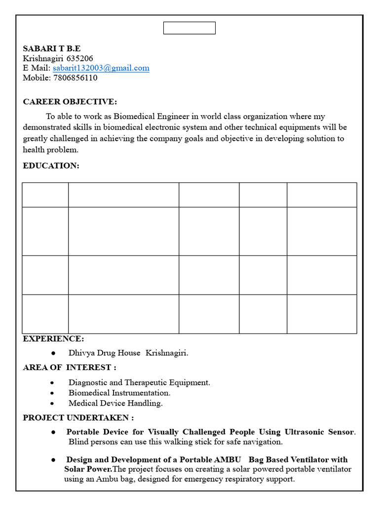 SABARI Resume (2) | PDF | Health Care