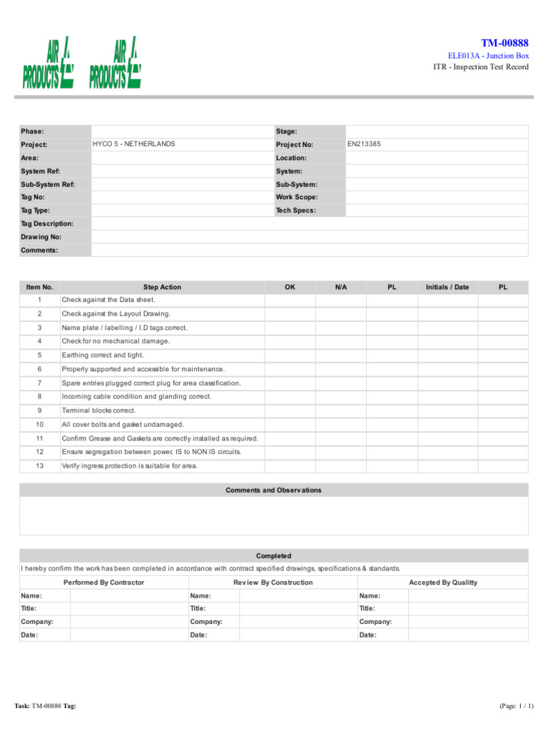ELE013A - Junction Box | PDF | Specification (Technical Standard)
