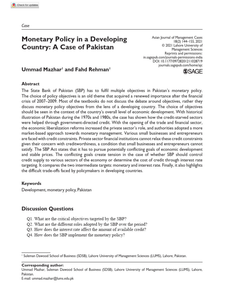 6 Monetary Policy in A Developing Country 29112023 113630am | PDF ...
