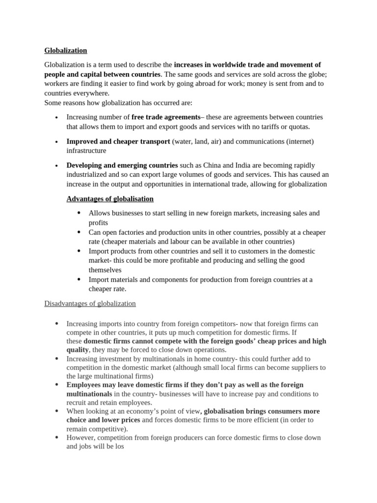 Globalization Overview for Grade 11 | PDF | Currency Appreciation And ...