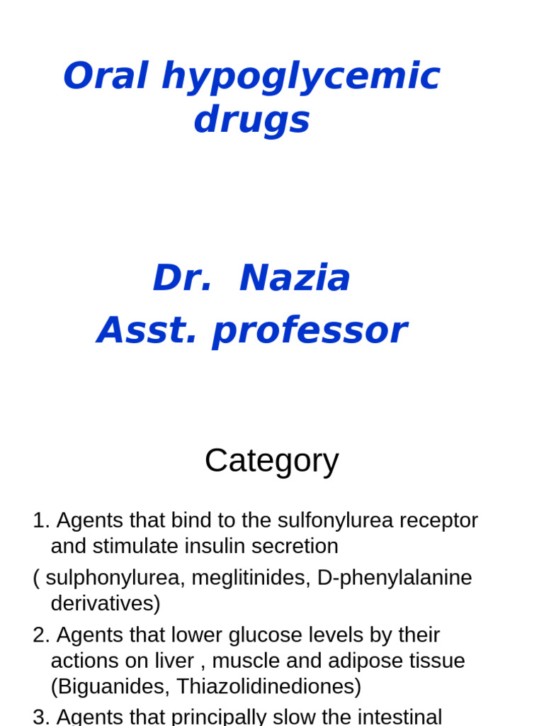 Overview of Oral Hypoglycemic Drugs | PDF | Insulin | Diabetes