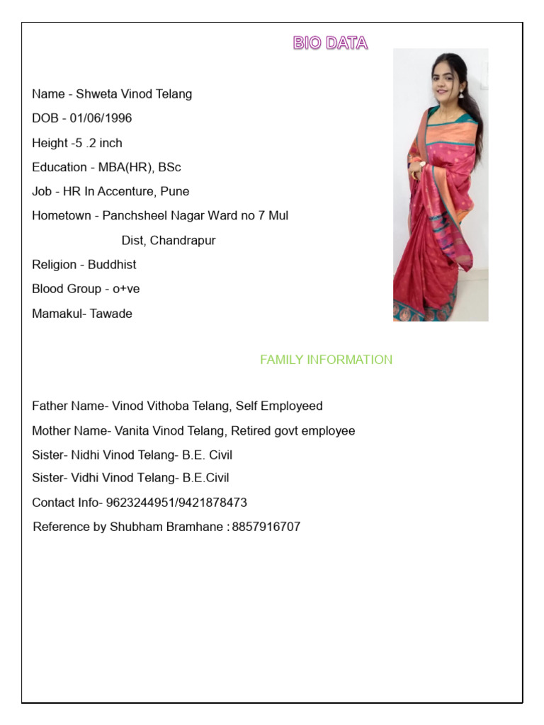 Shweta Telang Biodata New | PDF