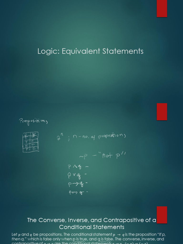Lesson. Equivalent Statements and Quantifiers | PDF