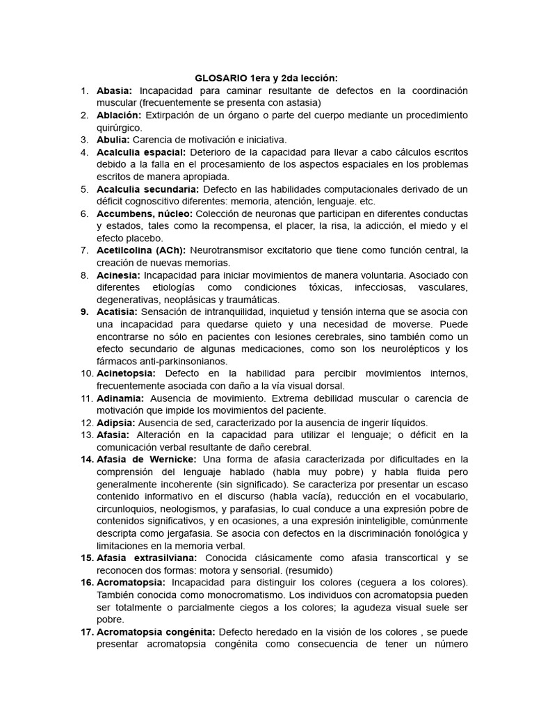Significado de Abasia en Medicina | PDF | Afasia | Neurociencia